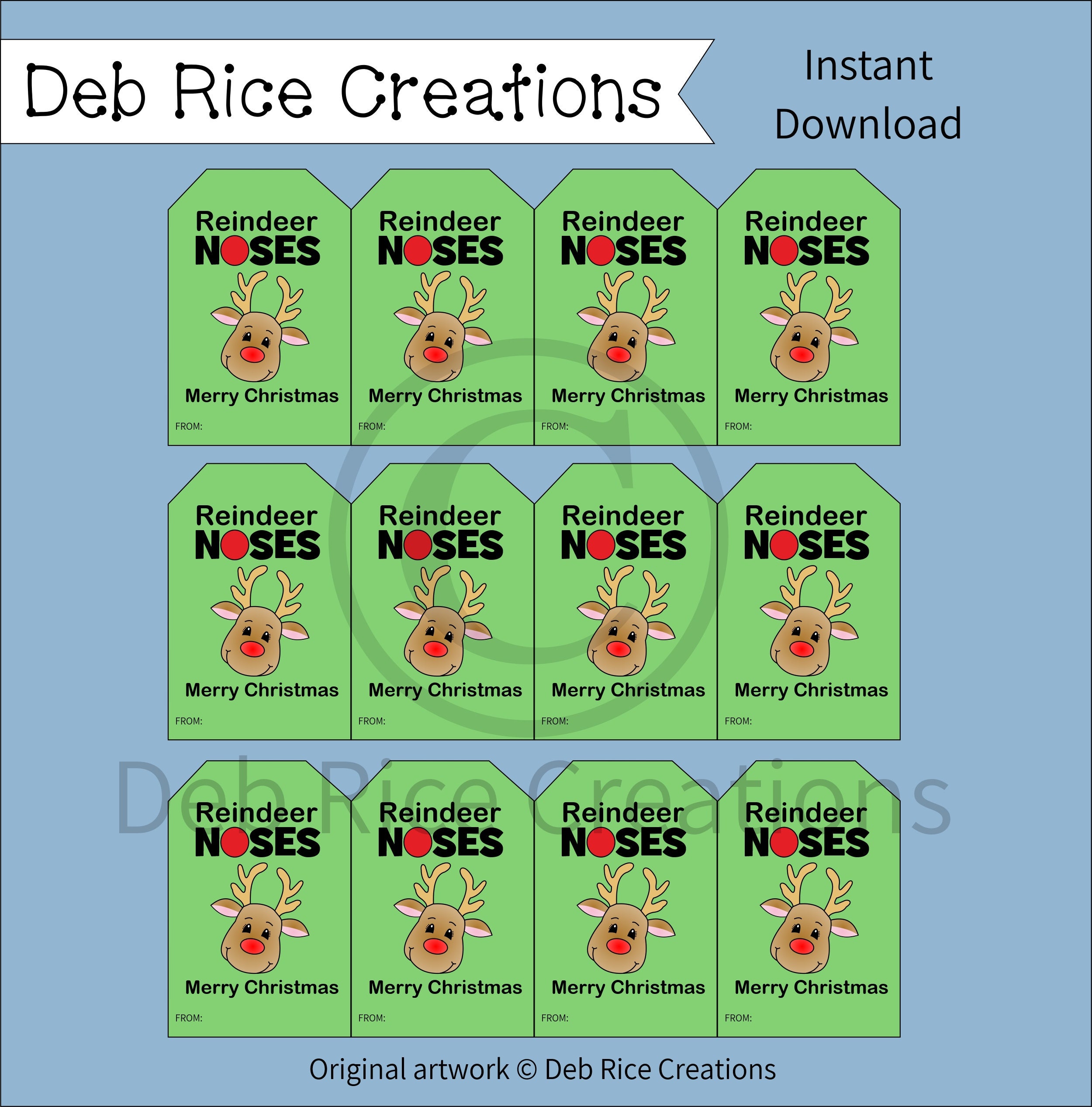 Reindeer Noses Gift Tags Printable Christmas Gift Tags, Stocking ...