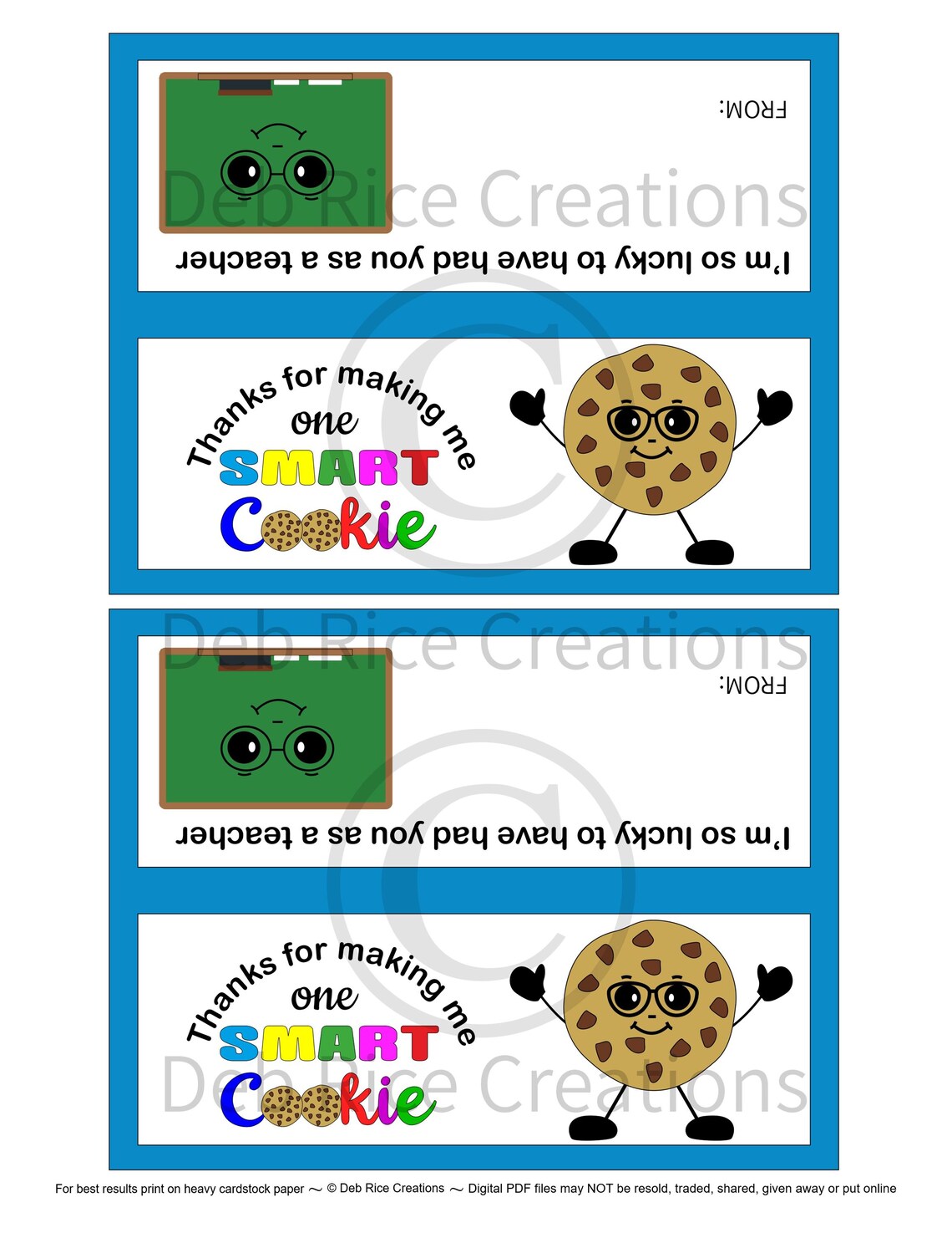 Thanks for Making Me One Smart Cookie Bag Toppers – Teacher ...