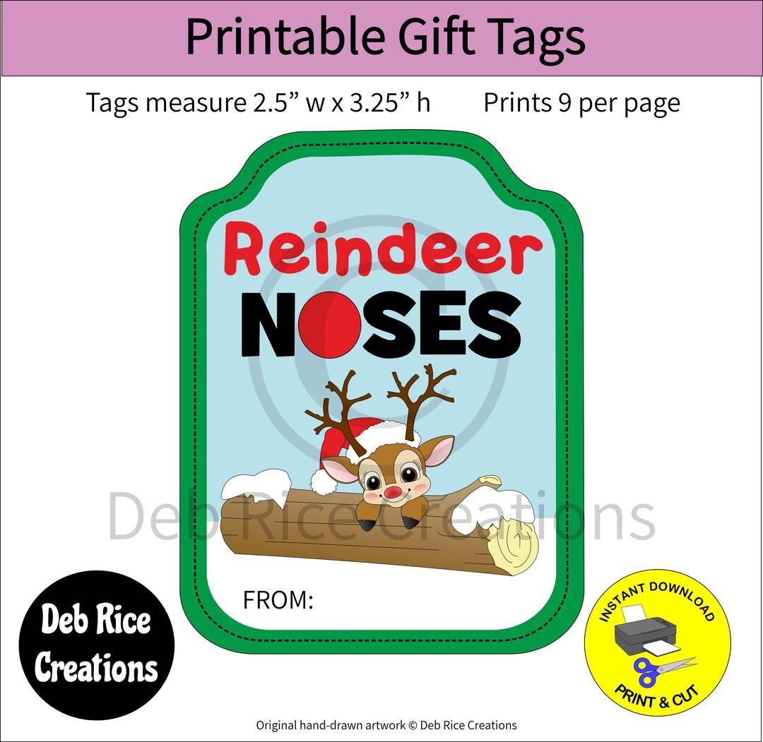 Reindeer Noses Gift Tags: Christmas Party Favors, Classroom Treats ...
