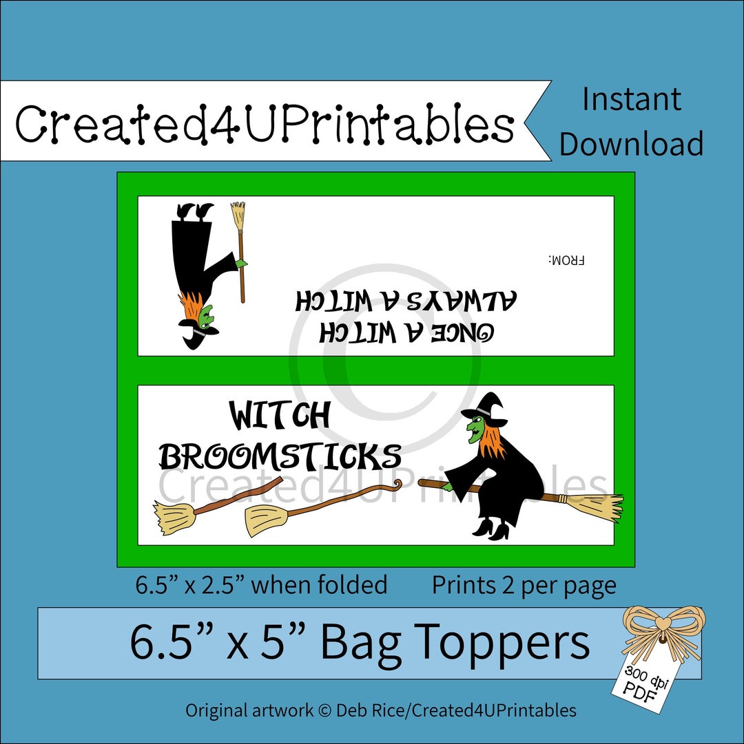 Witch Broomsticks Bag Toppers Printable Halloween Bag - Etsy