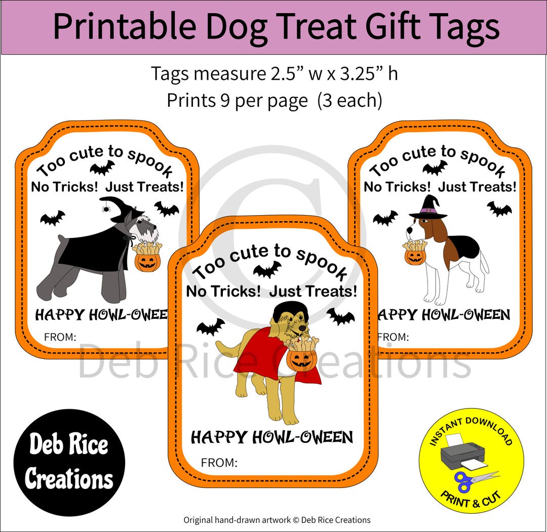 Happy Howl-oween Dog Treat Tags - Dog Trick or Treat Gift Tags ...