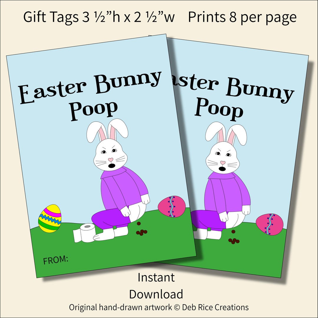 Easter Bunny Poop Printable Gift Tags Gag Gifts, Party Favors ...