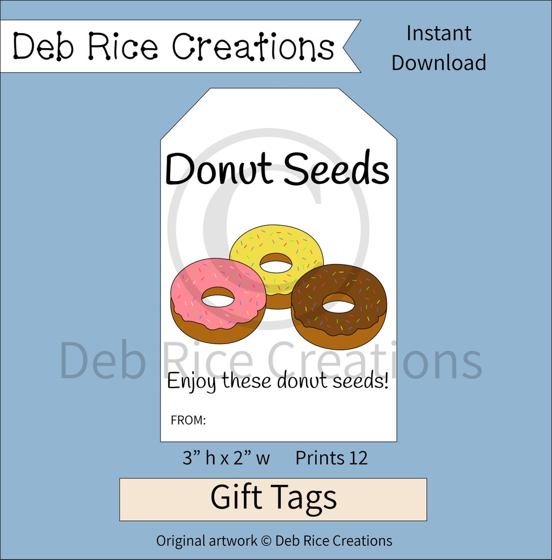 Donut Seeds Gift Tags Printable Cereal Gift Tags, Toasted Oat Cereal ...