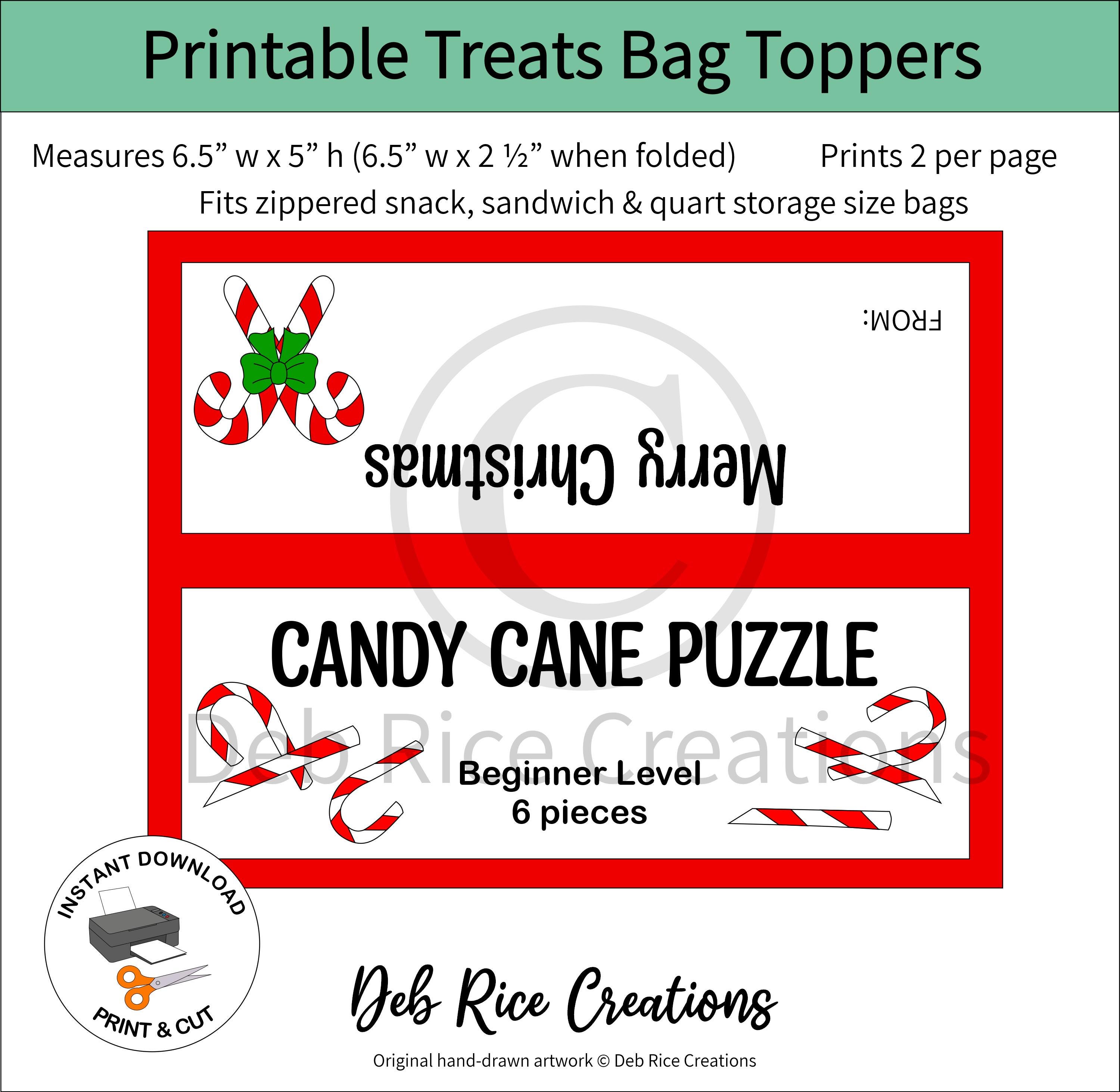 Candy Cane Puzzle Beginner Level Bag Toppers - Gag Gift Bag Toppers for ...