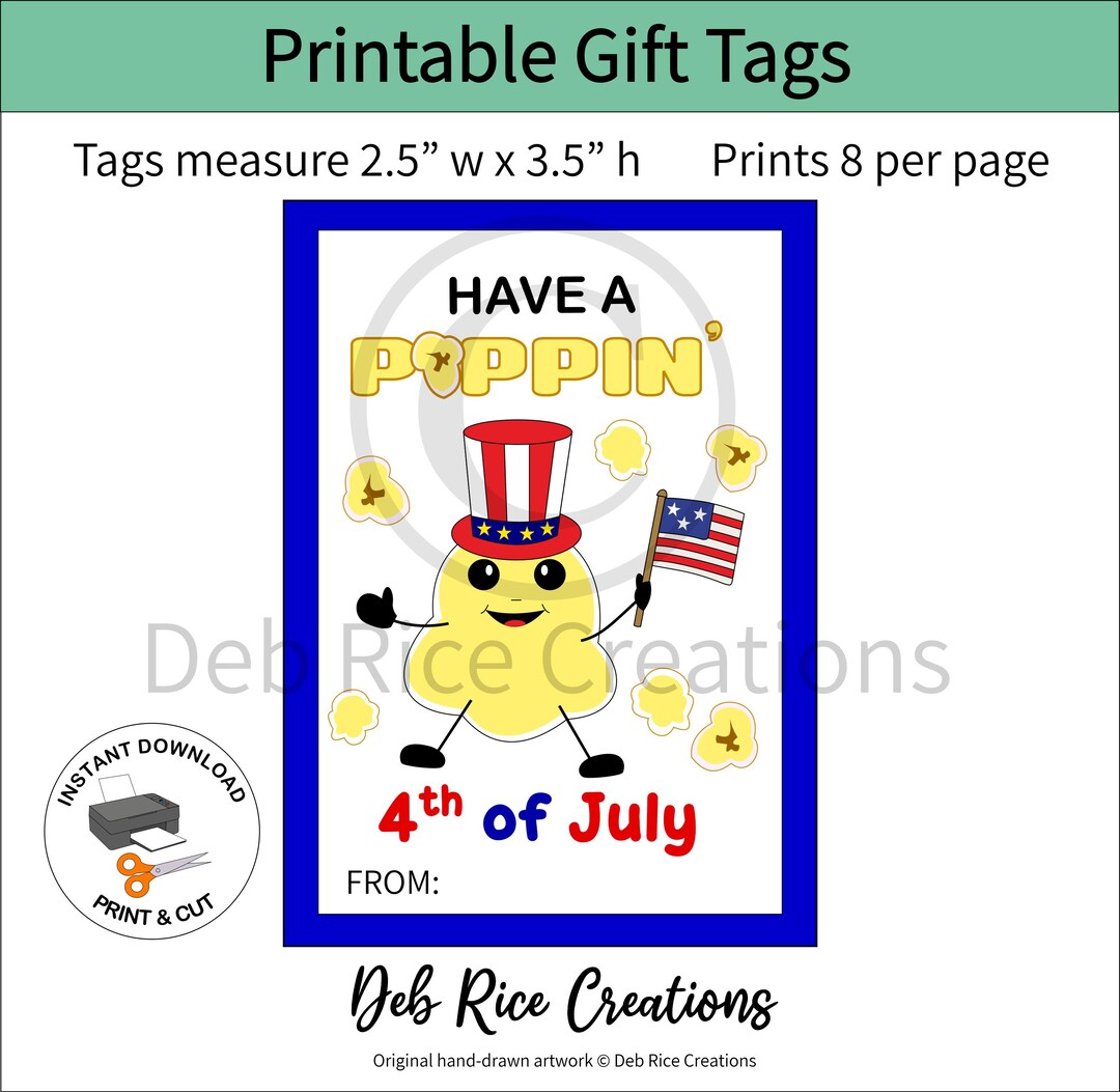Have A POPPIN' 4th of July Gift Tags - Gift Tags for Popcorn - Etsy