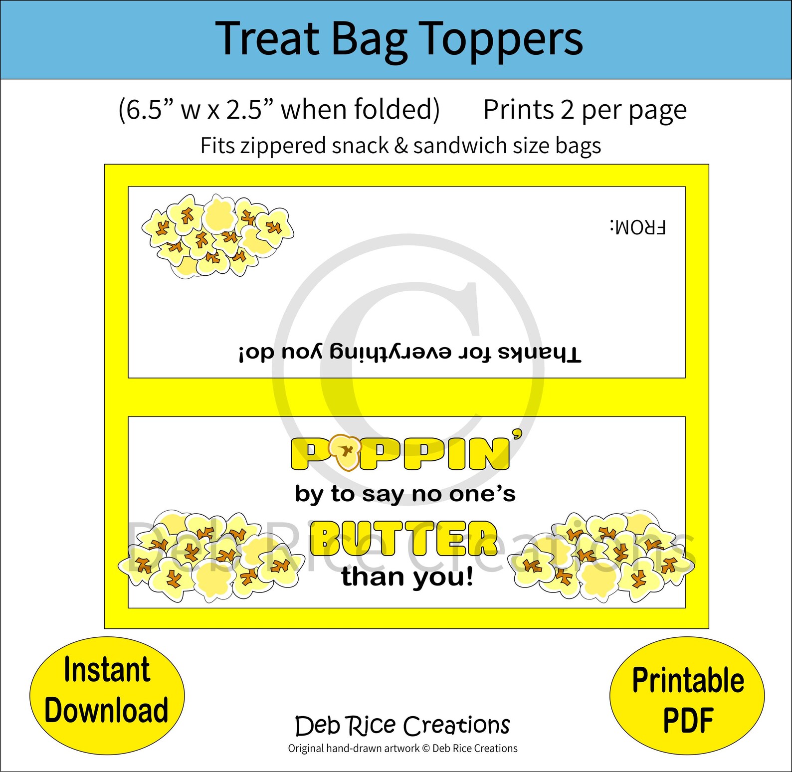 Poppin by to Say No One's BUTTER Than You Bag Toppers - Appreciation ...