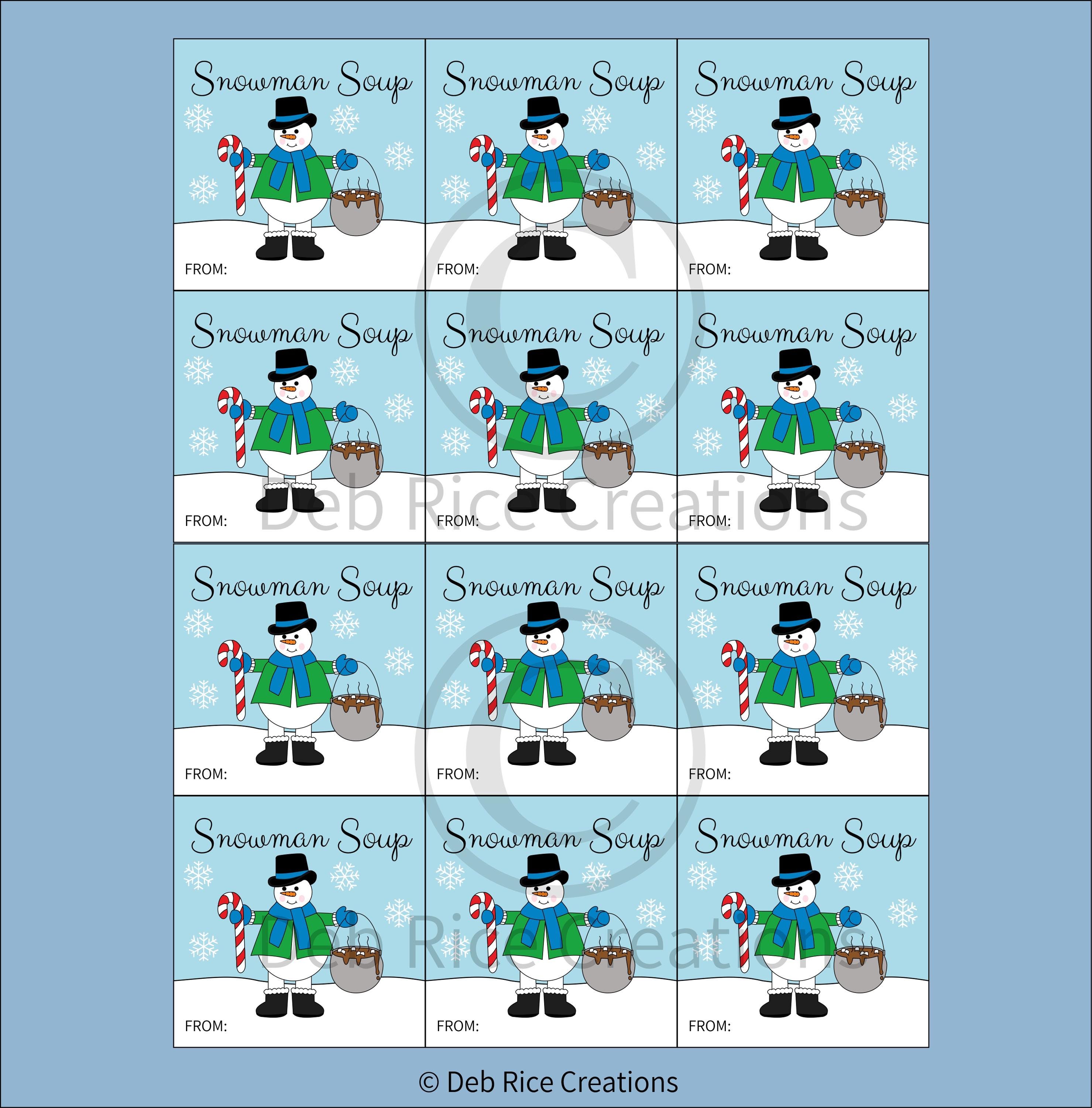 Snowman Soup Printable Gift Tags Hot Chocolate Gift Tags, Hot Chocolate ...