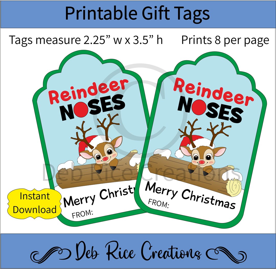 Reindeer Noses Gift Tags - Printable Treat Gift Tags for Whoppers and ...