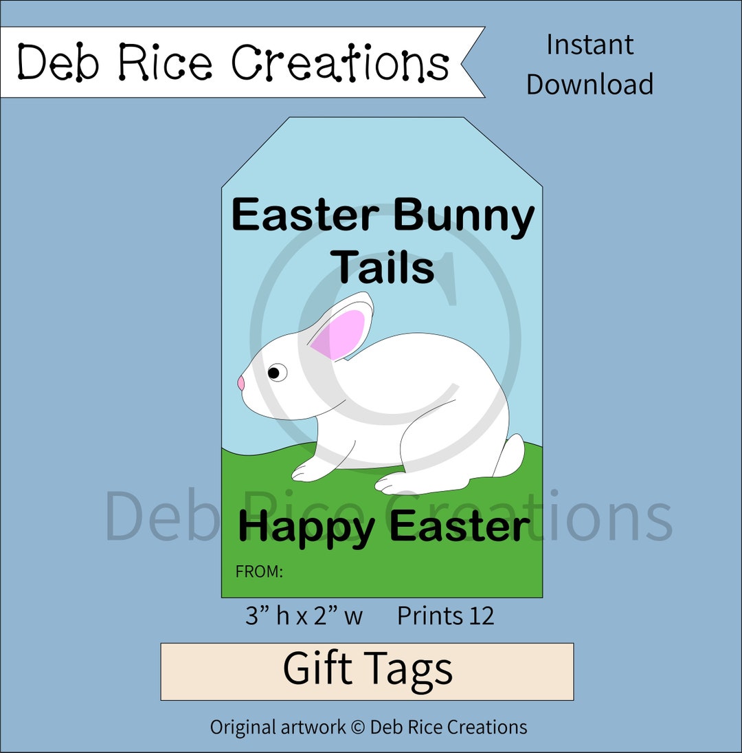 Easter Bunny Tails Gift Tags Printable Easter Gift Tags, Mini ...