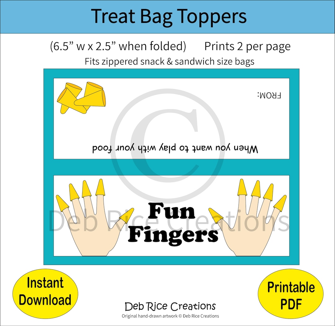 Fun Fingers Bag Toppers - Bugle Snacks Treat, Classroom Gifts & More ...