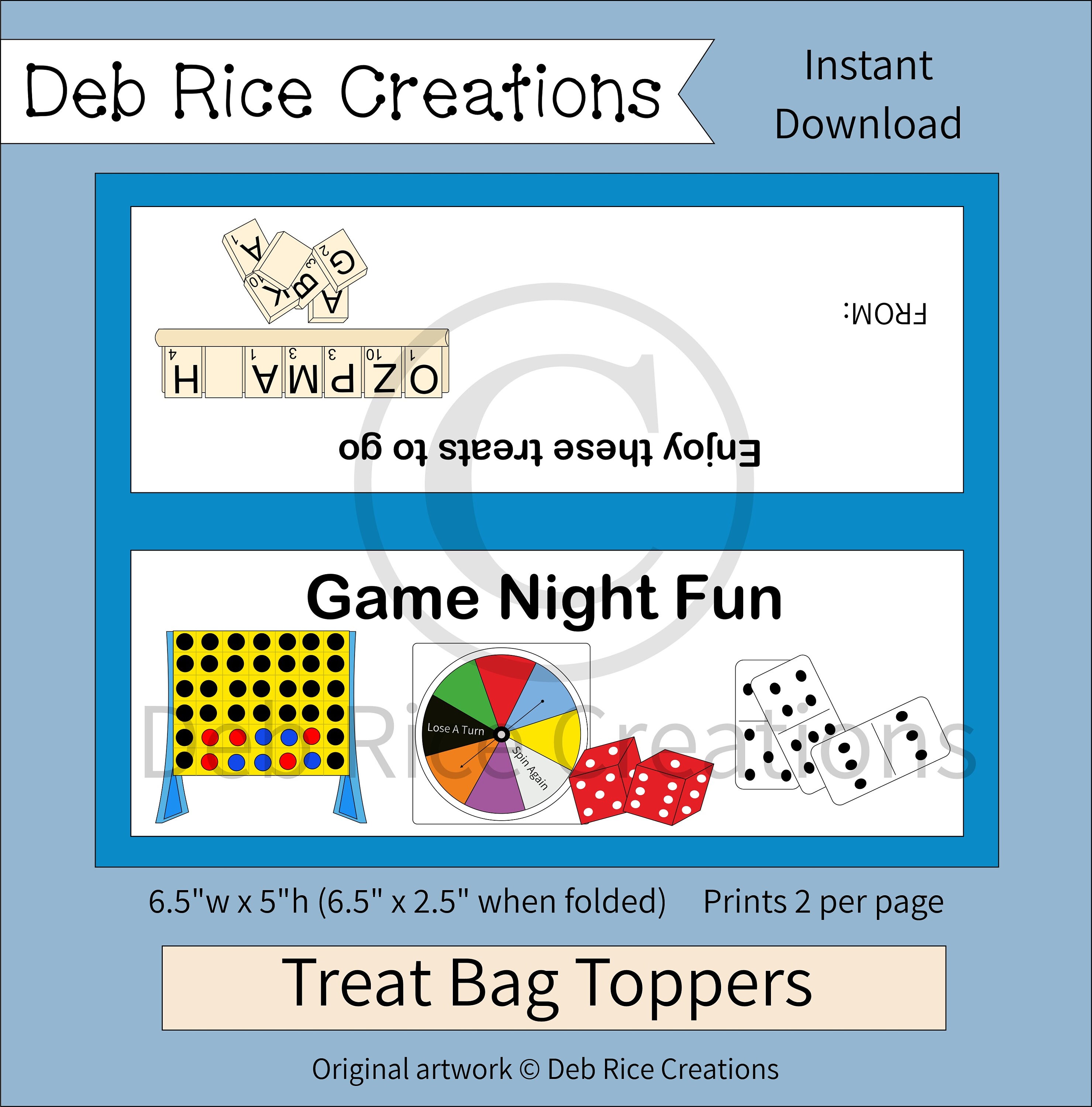 Game Night Fun Bag Toppers Printable Bag Toppers for Game Night, Family ...
