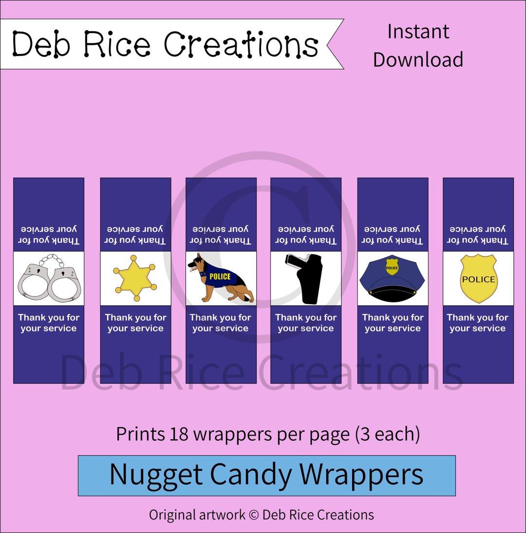 Police Printable Nugget Candy Wrappers - Etsy
