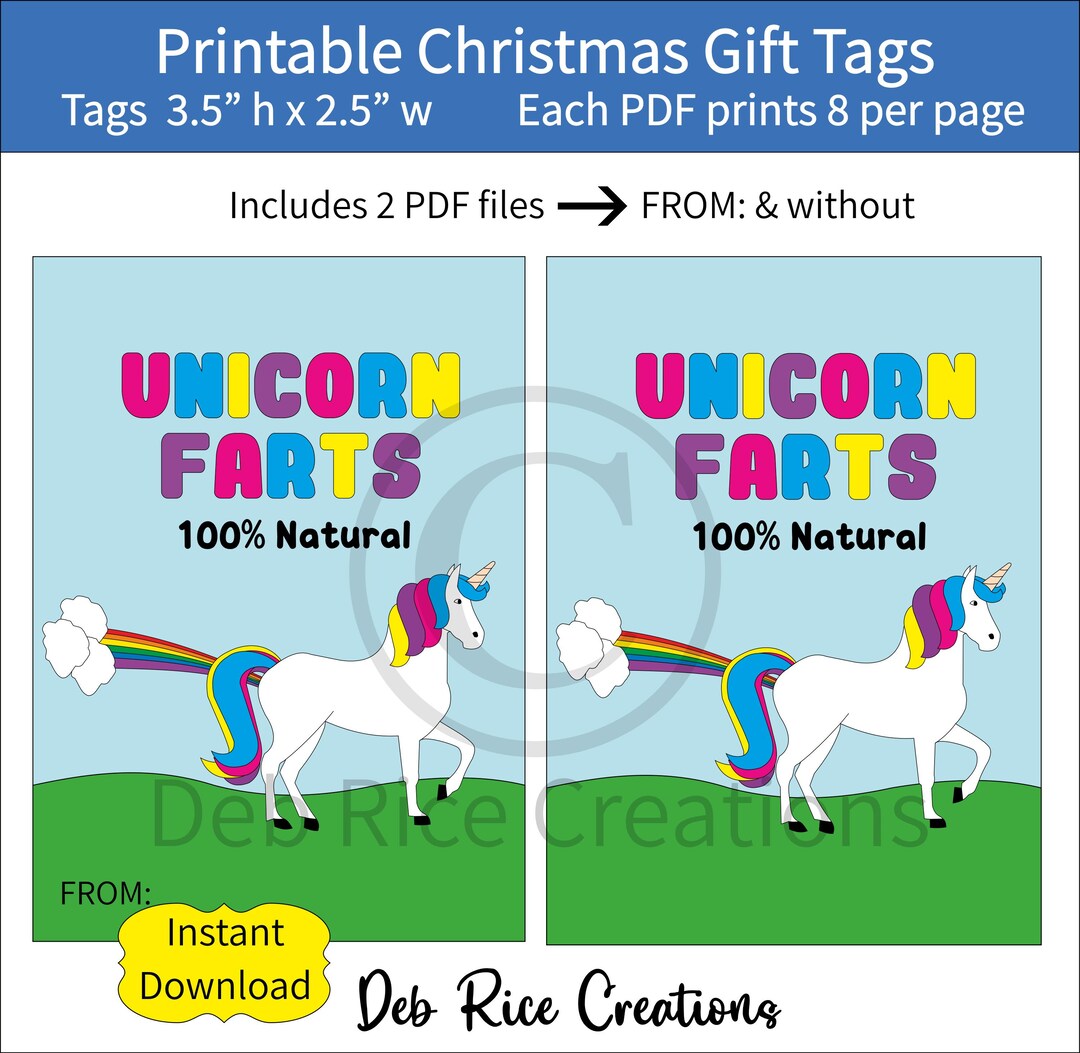 Unicorn Farts Printable Gift Tags Great for Gag Gifts, Fill Balloons With AIR and Attach These ...