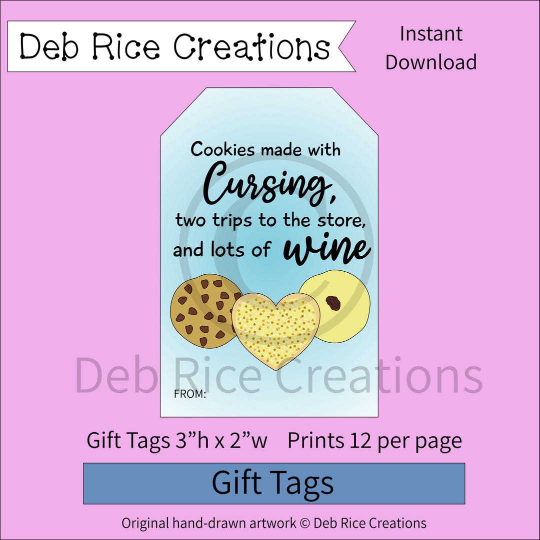 Cookies Made With Cursing Printable Gift Tags Cookie Gifts, Gag Gifts ...