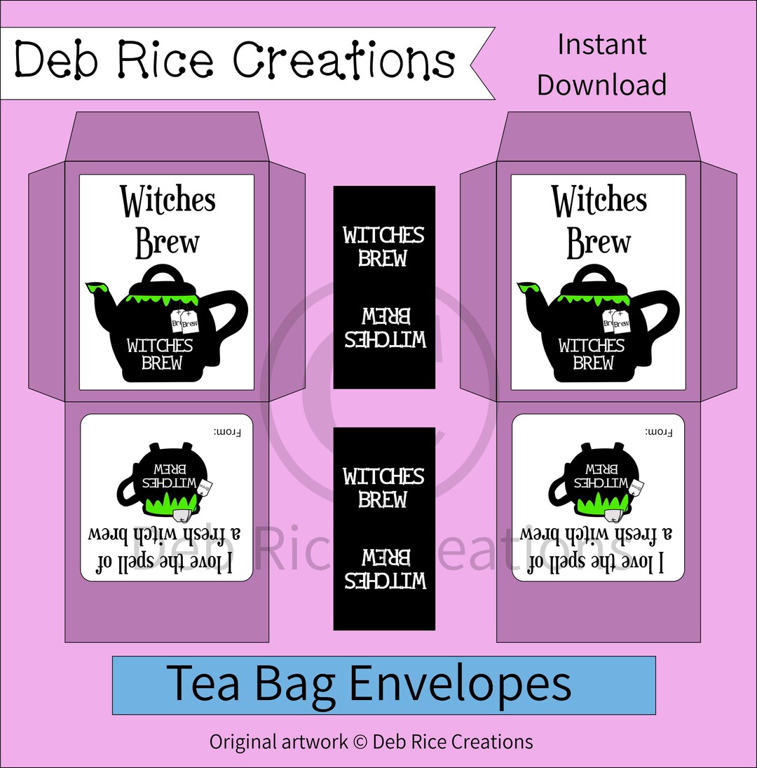 Witches Brew Printable Tea Bag Envelopes Halloween Party Favors, Trick ...