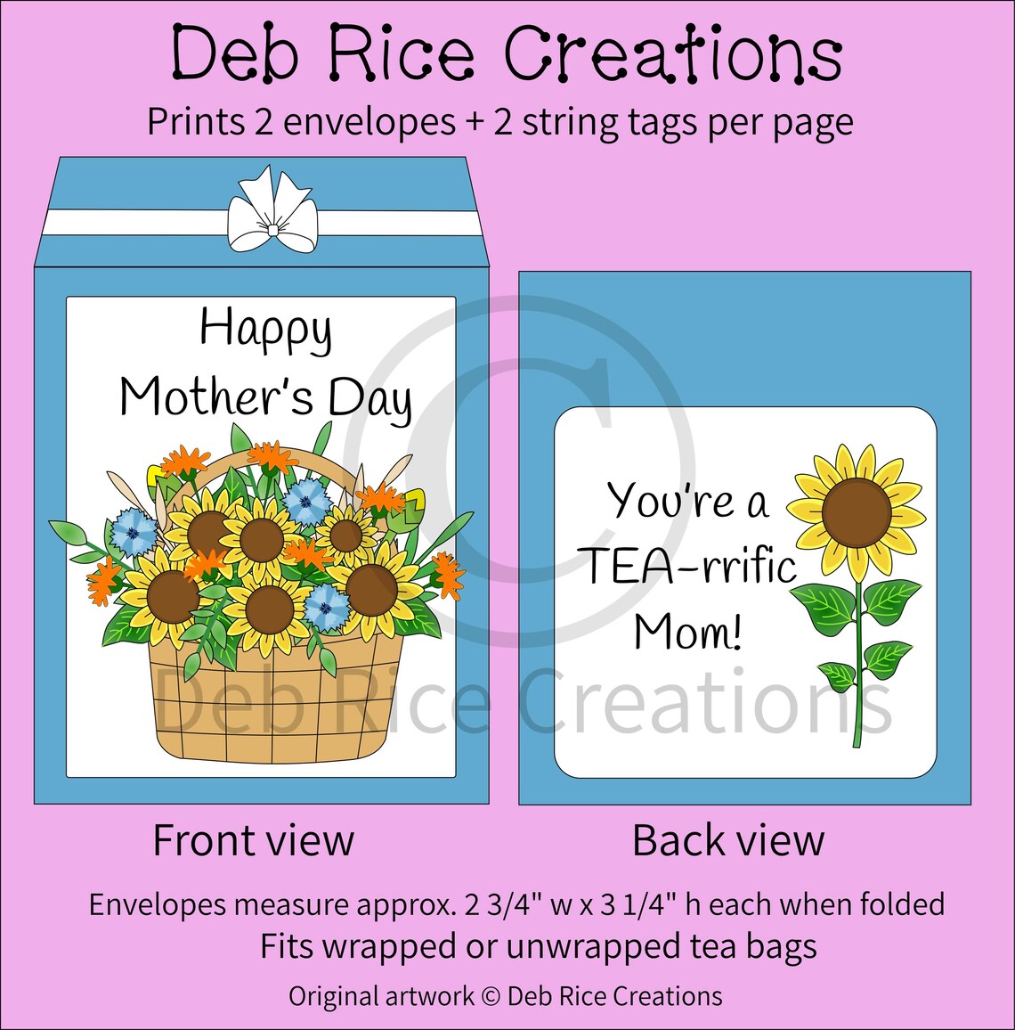 Happy Mother's Day Tea-rrific Mom Printable Tea Bag Envelopes Party ...