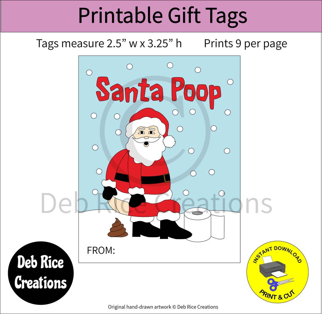 Santa Poop Gift Tags: Funny Christmas Party Favors, Stocking Stuffers ...
