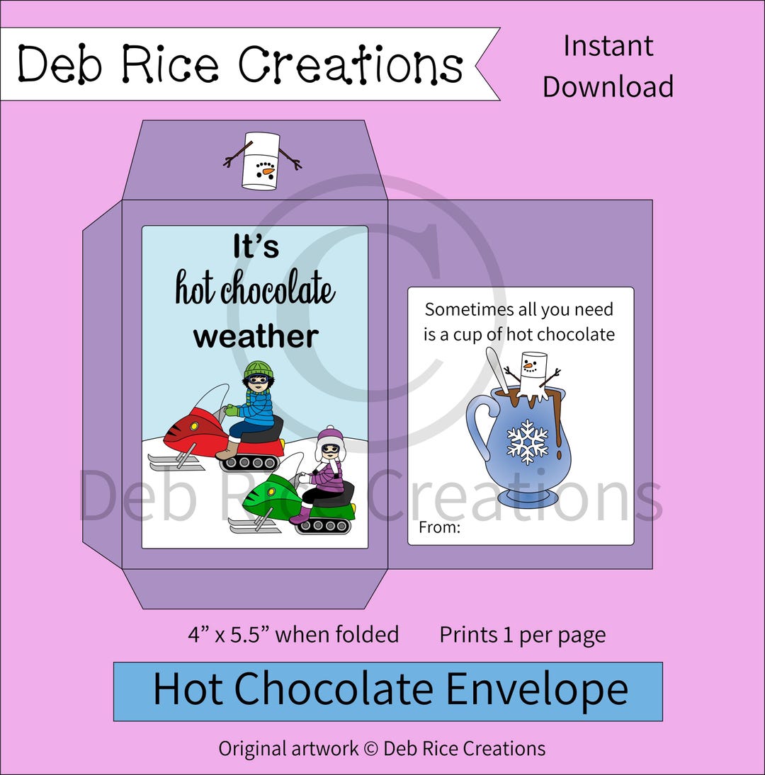 It's Hot Chocolate Weather Printable Hot Cocoa Envelope - Etsy