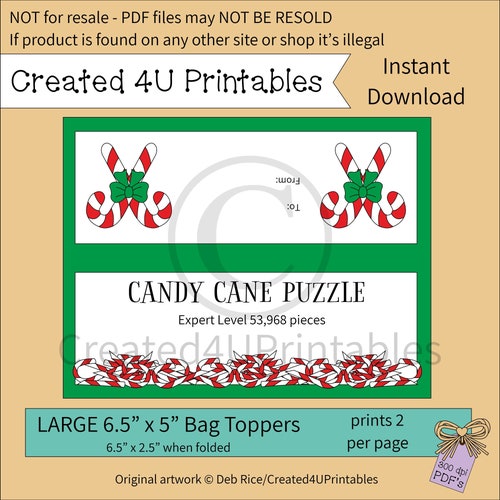 Printable Candy Cane Puzzle Gag Gift Candy Cane Bag Toppers - Etsy Canada
