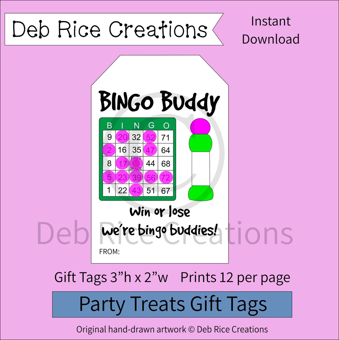 Bingo Buddy Treats Printable Gift Tags Bingo Party Treats to Take to ...