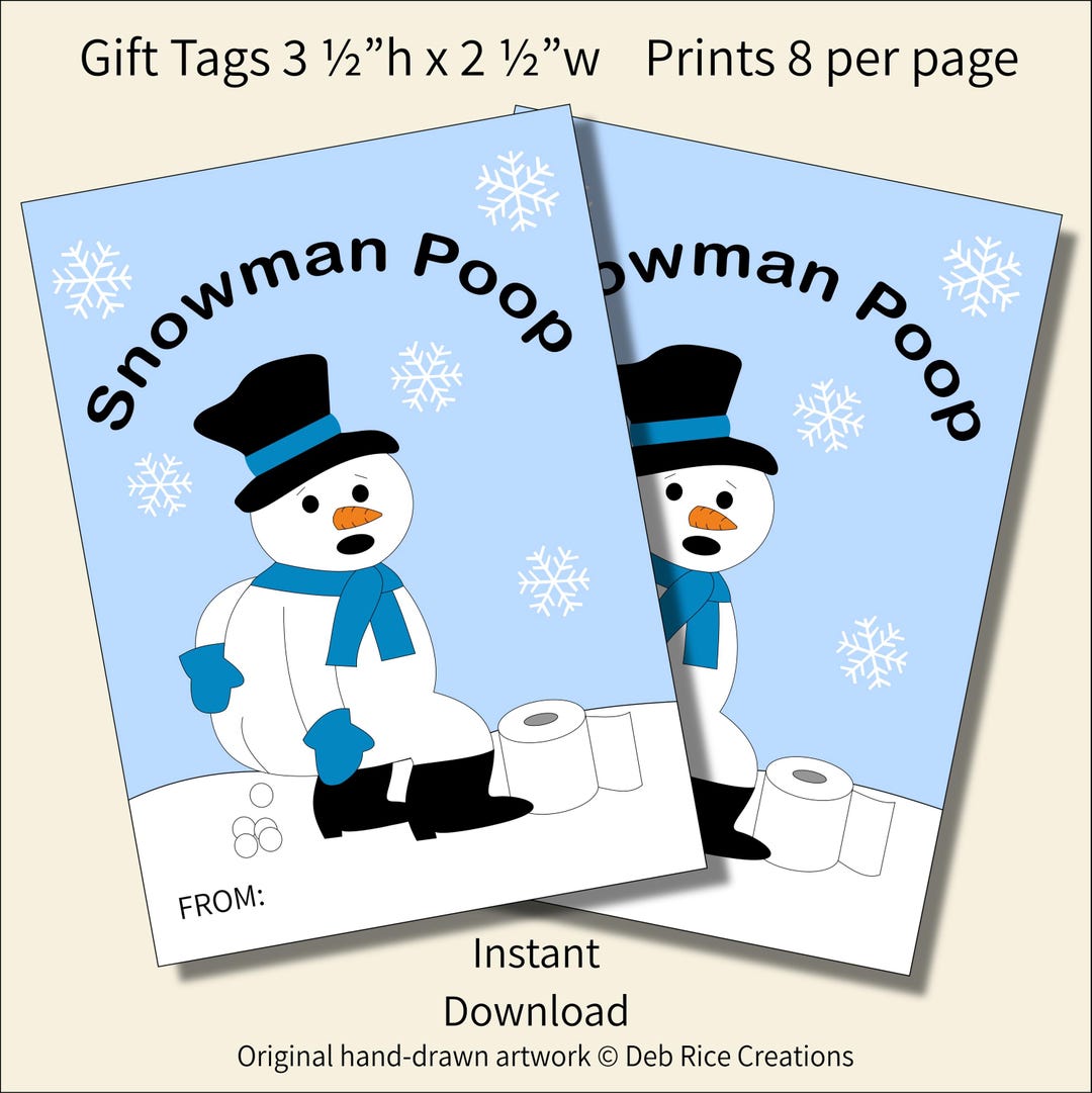 Snowman Poop Printable Gift Tags Gag Gifts, Mini Marshmallow Treats ...