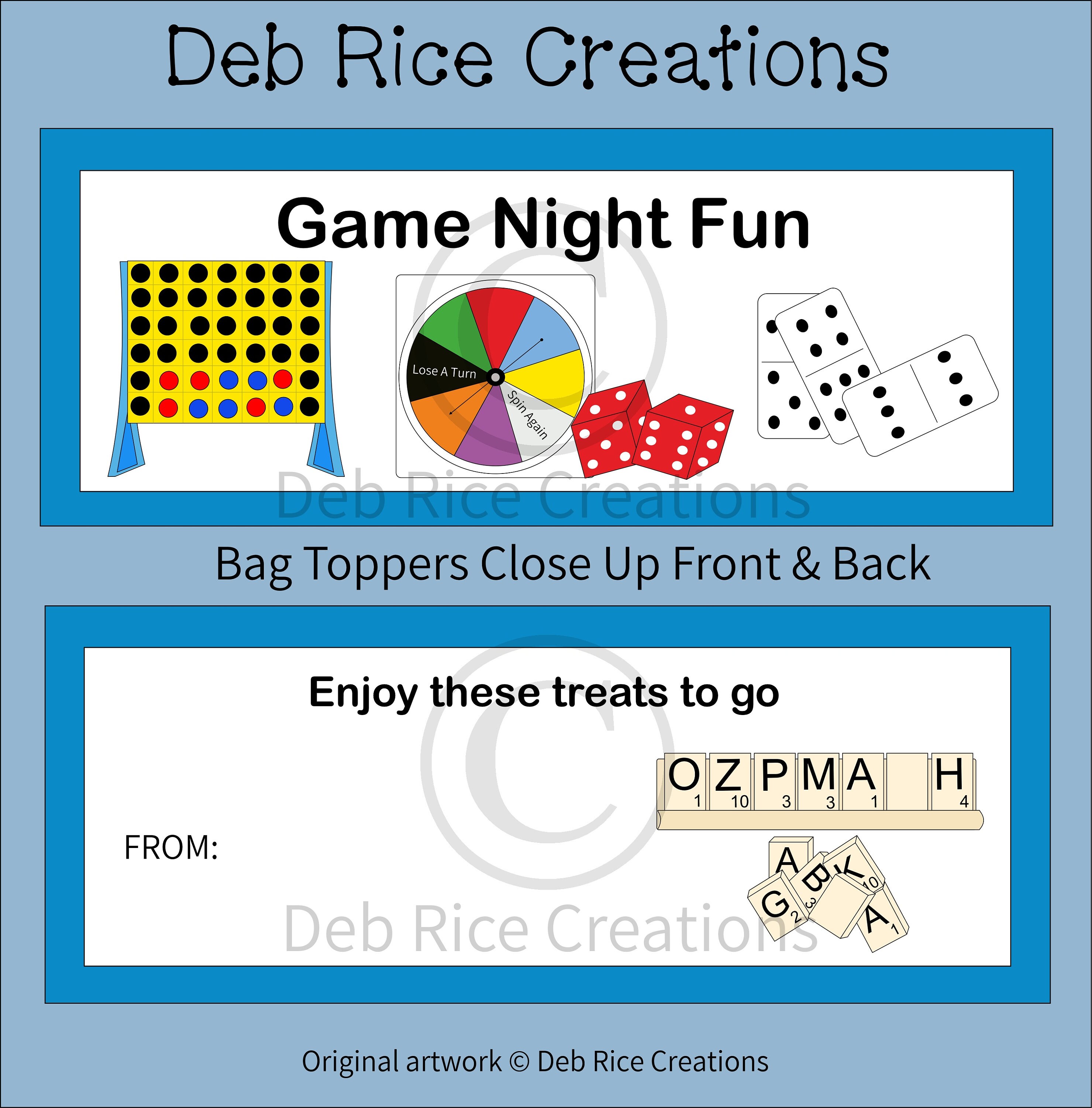 Game Night Fun Bag Toppers Printable Bag Toppers for Game Night, Family ...