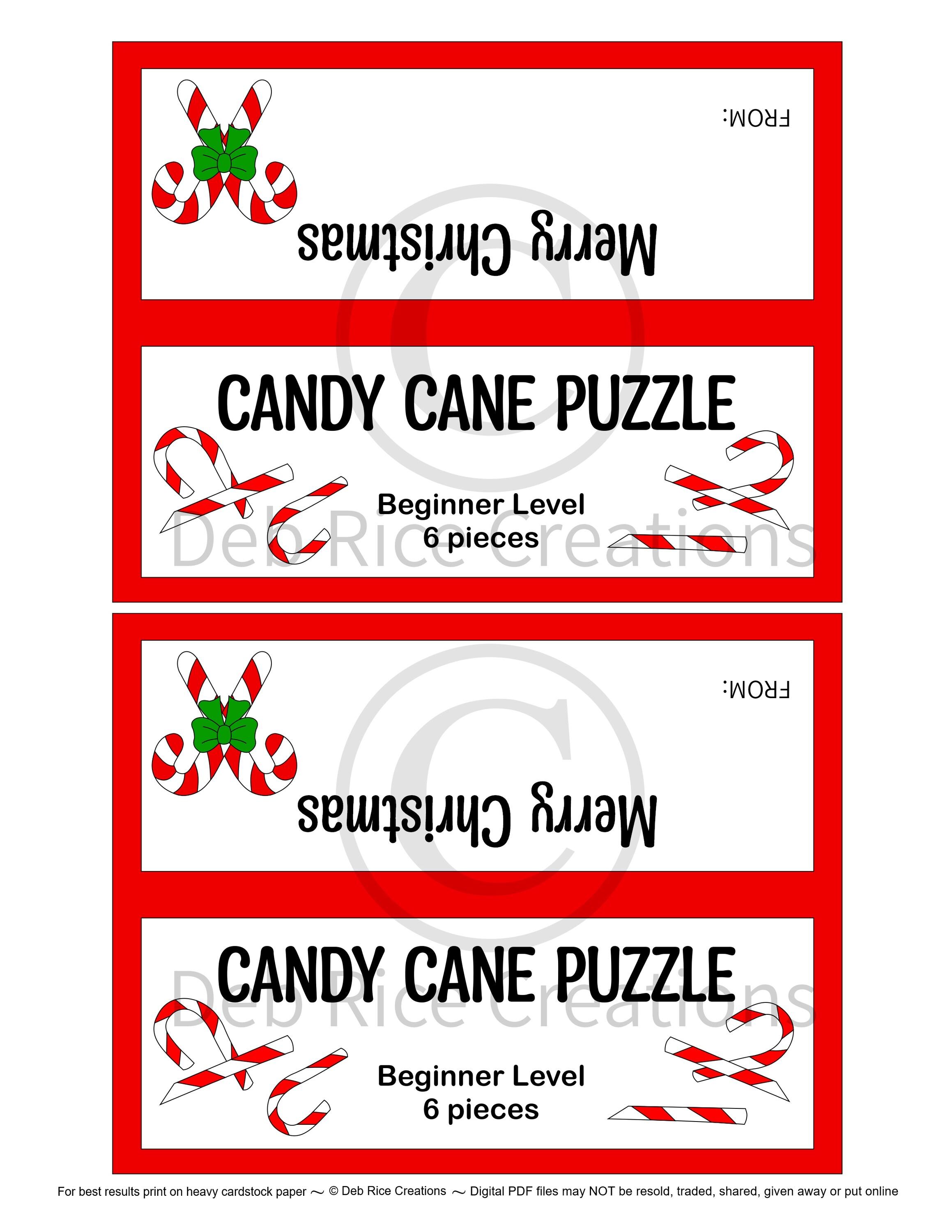 Candy Cane Puzzle Beginner Level Bag Toppers - Gag Gift Bag Toppers for ...