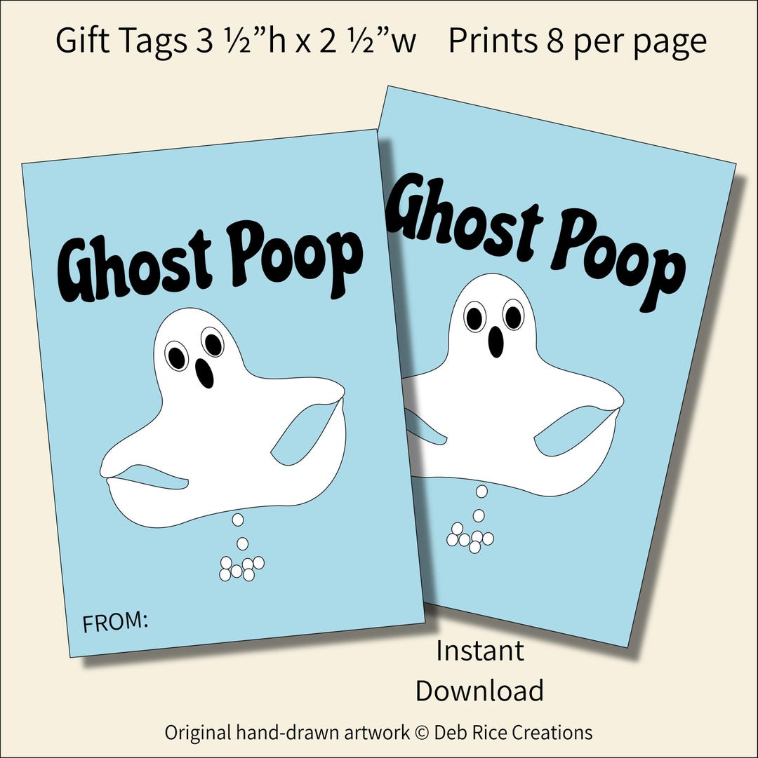 Ghost Poop Printable Gift Tags Mini Marshmallow Treats, Trick or Treat ...
