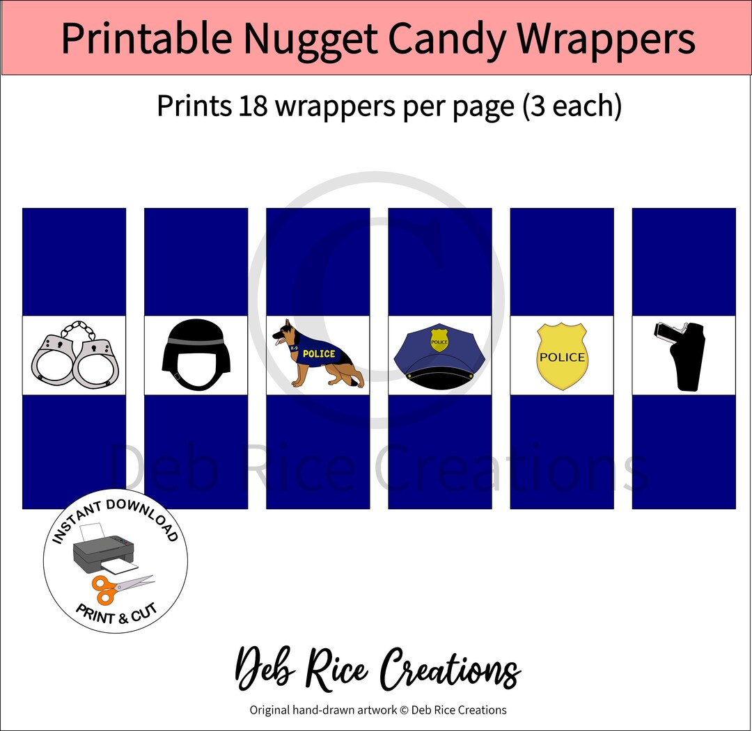 Police Nugget Candy Wrappers - Police and K9 Appreciation, Party Favors ...