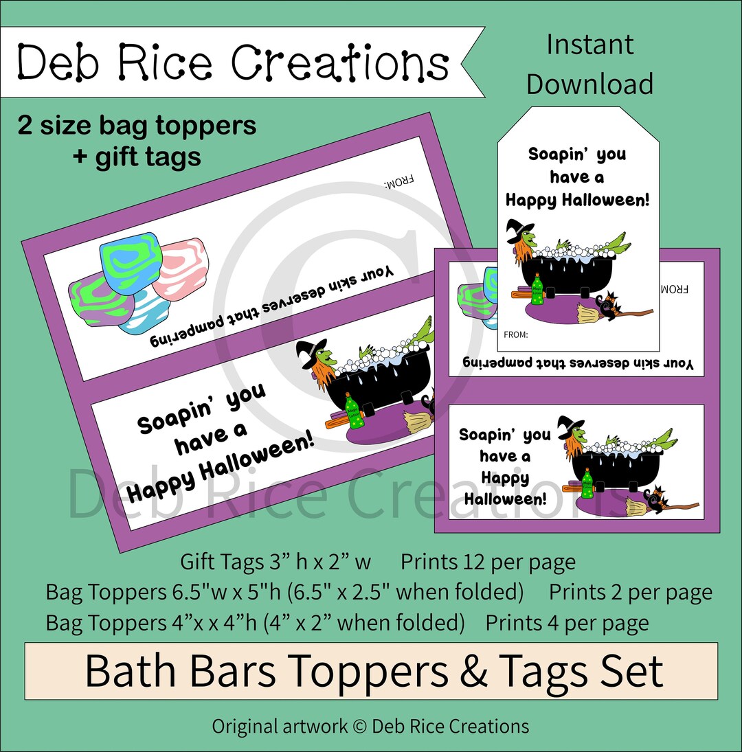 Soapin' You Have A Happy Halloween Toppers & Tags Set Printable ...