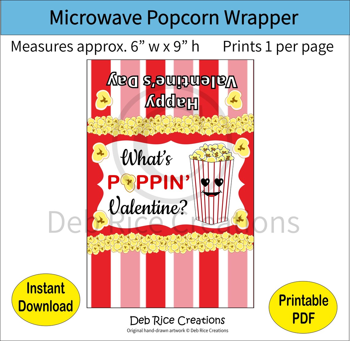What's Poppin Valentine Microwave Popcorn Wrapper - Party Favors and ...