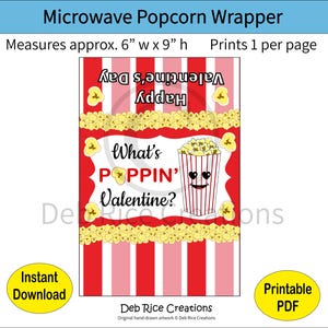 What's Poppin Valentine Microwave Popcorn Wrapper - Party Favors and ...