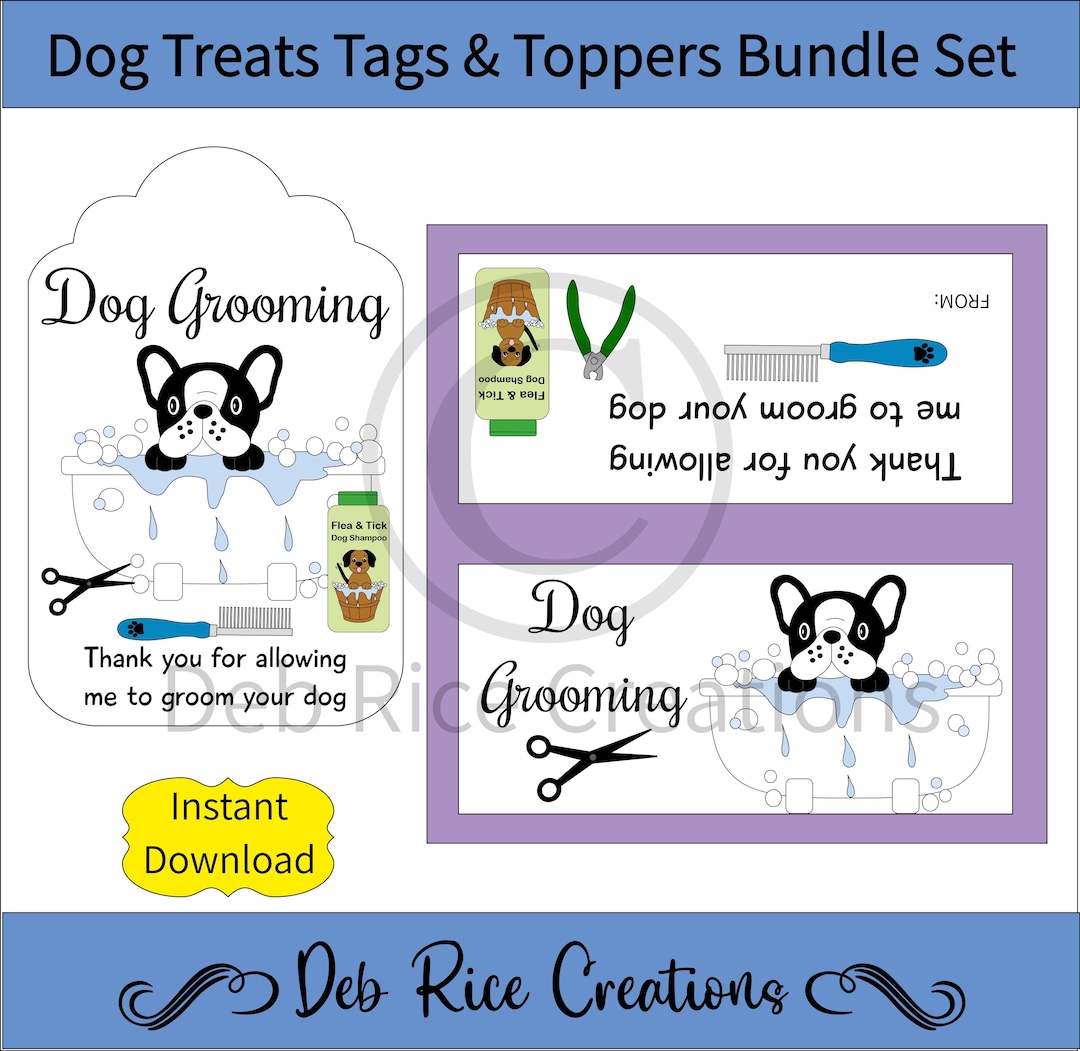 Dog Grooming Printable Tags & Toppers Bundle Set Dog Groomer Gift Tags ...