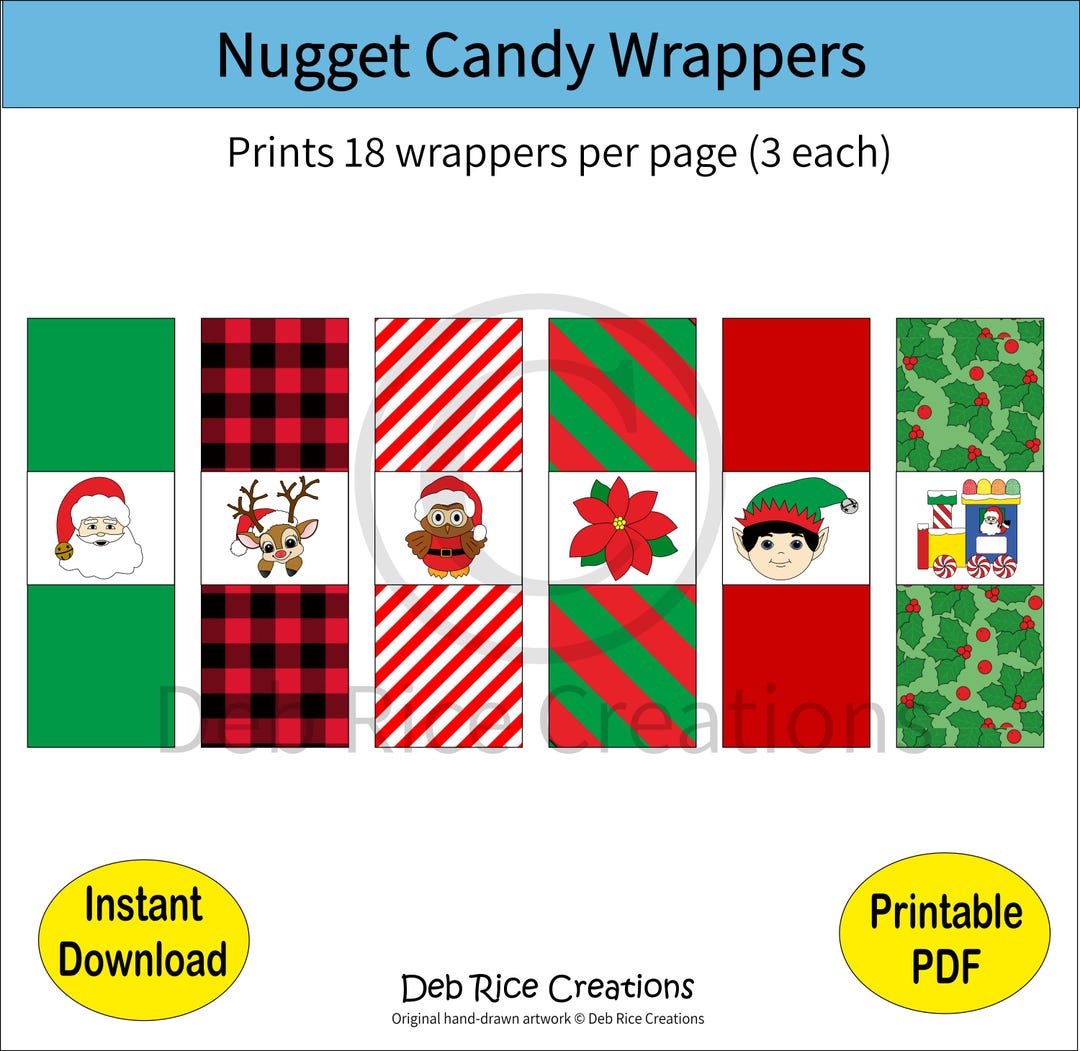 Christmas Nugget Candy Wrappers - Stocking Stuffers, Classroom/office ...