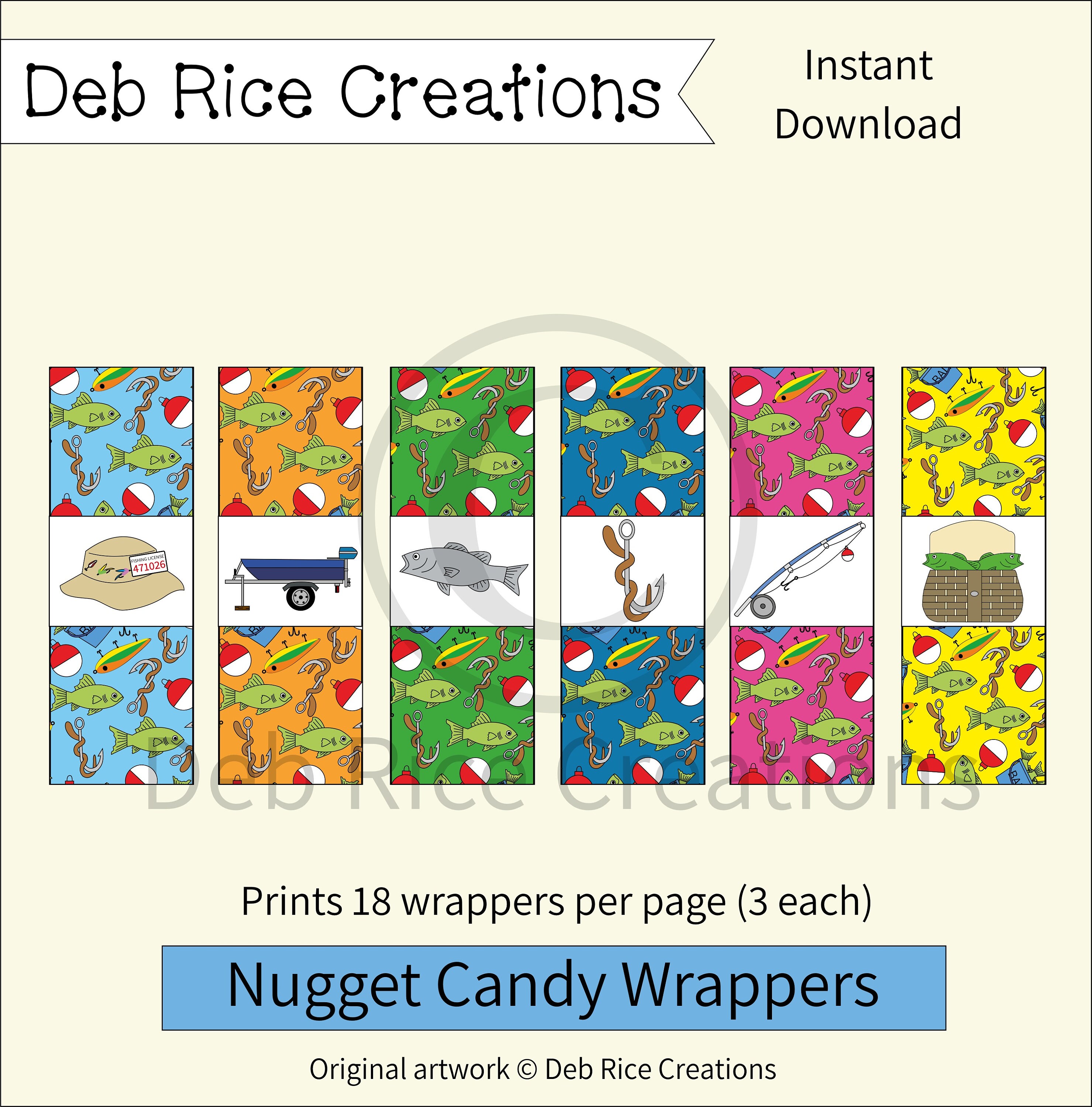 Fishing Nugget Candy Wrappers Printable Nugget Wrappers - Etsy