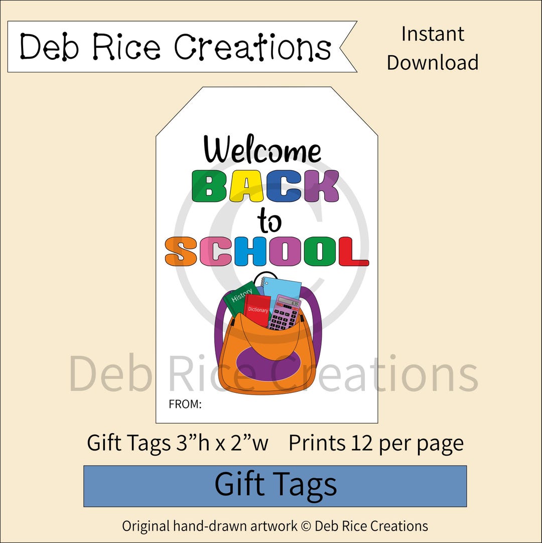 Welcome Back to School Printable Gift Tags Teacher Gifts to Students ...