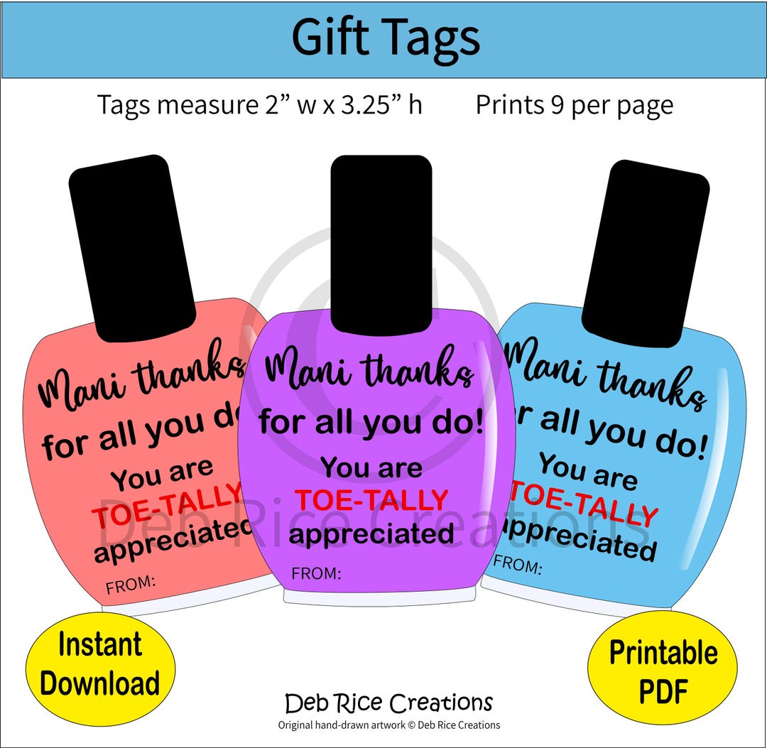 Mani Thanks Gift Tags - Nail Polish Appreciation - Etsy