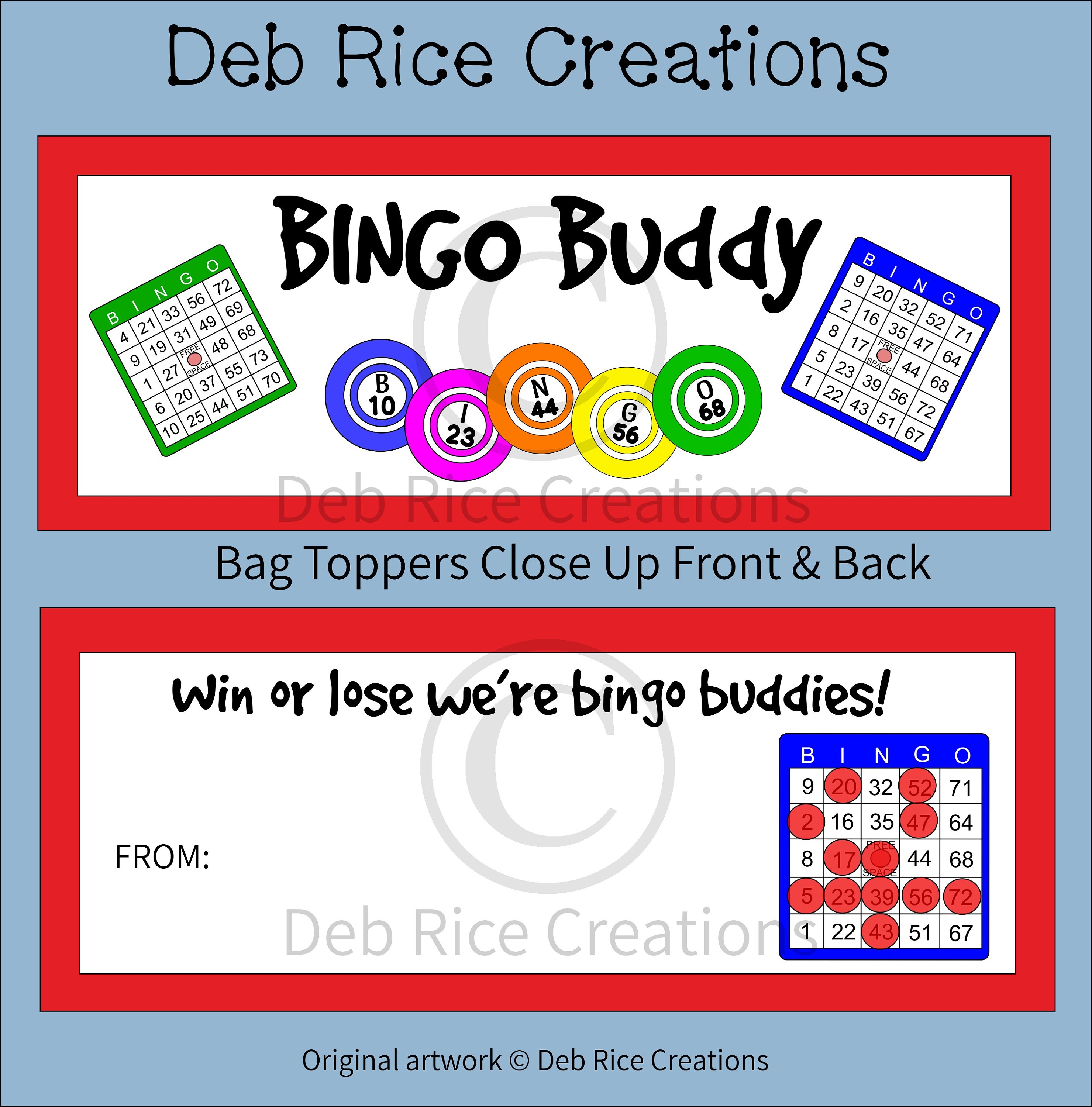 Bingo Buddy Bag Toppers Printable Bingo Bag Toppers, Bingo Party Treats ...
