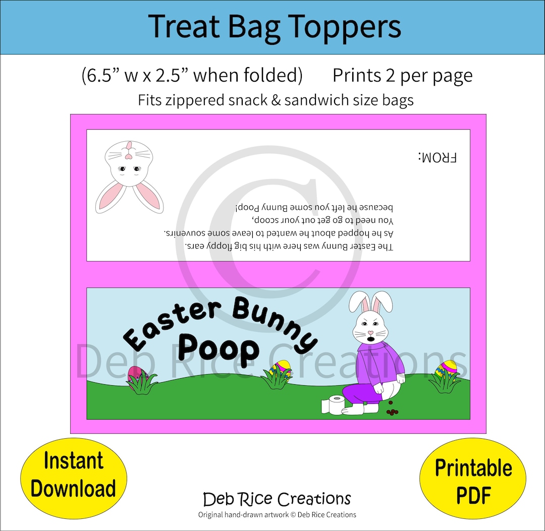 Easter Bunny Poop Bag Toppers - Gag Gifts, Printable PDF - Etsy