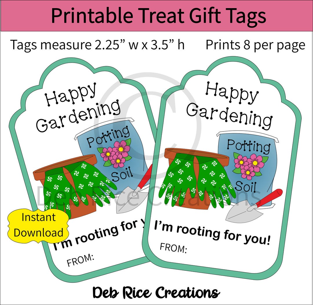 Happy Gardening Gift Tags - Gift Tags for Flowers, Plants Garden Gloves ...