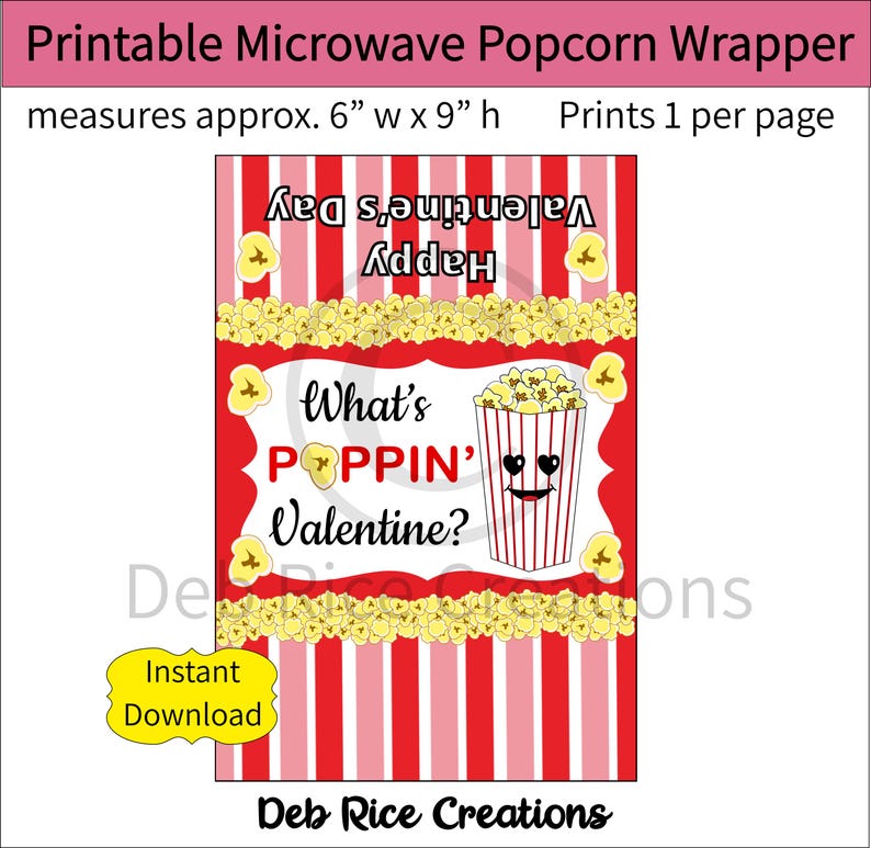 What's Poppin' Valentine Microwave Popcorn Wrapper - Popcorn Gifts ...