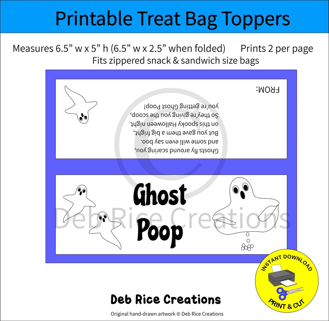 Ghost Poop Marshmallow Bag Toppers - Halloween Party Favors, Classroom ...