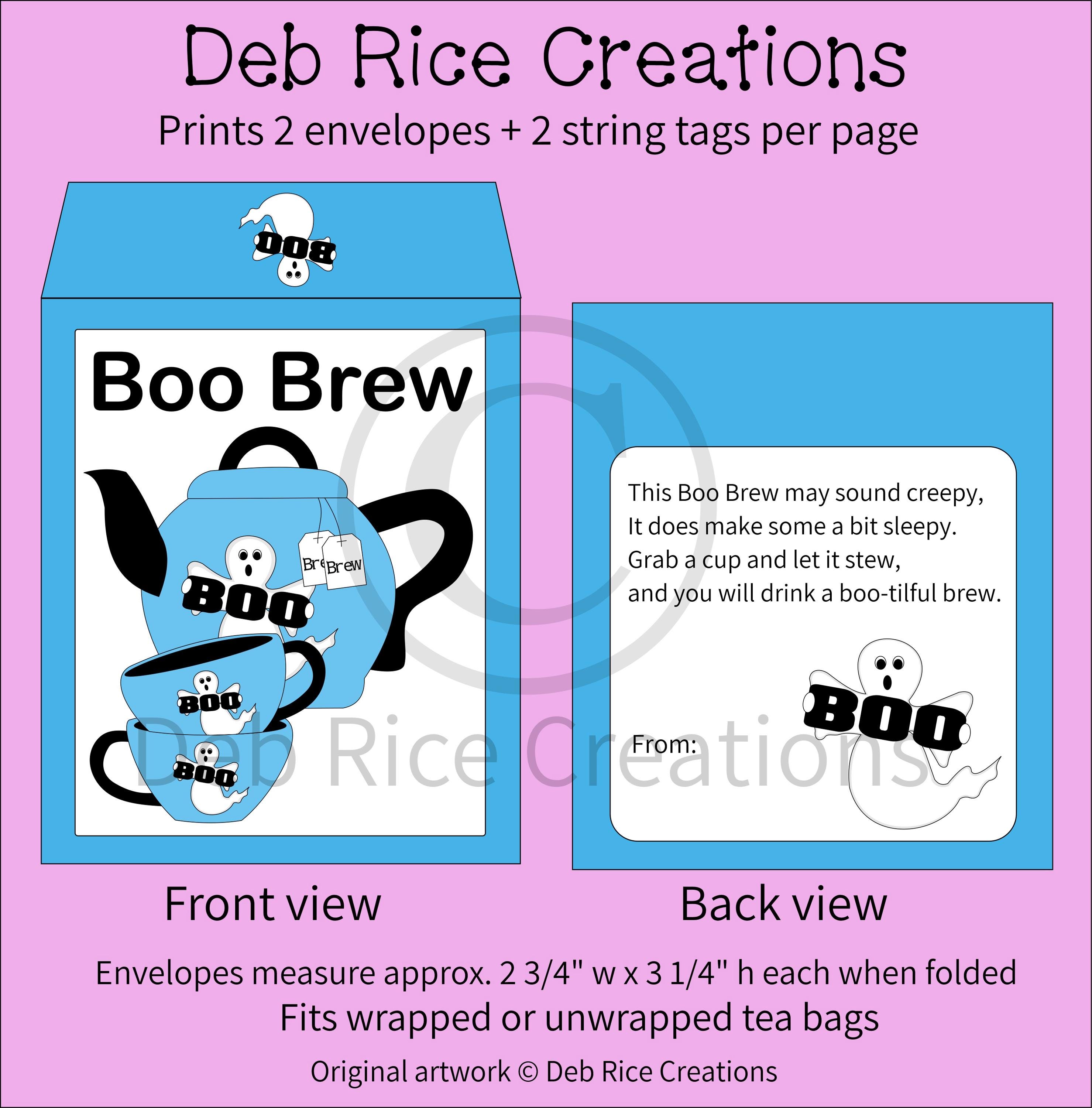Boo Brew Printable Tea Bag Envelopes Halloween Party Favors, Trick or ...