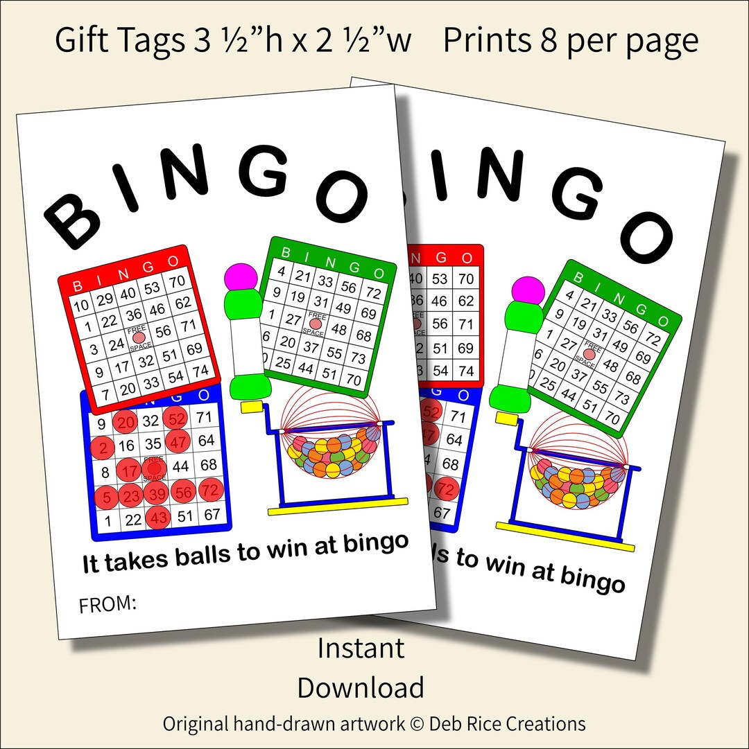 Bingo Printable Gift Tags Bingo Party Treats to Take to Bingo Games or ...