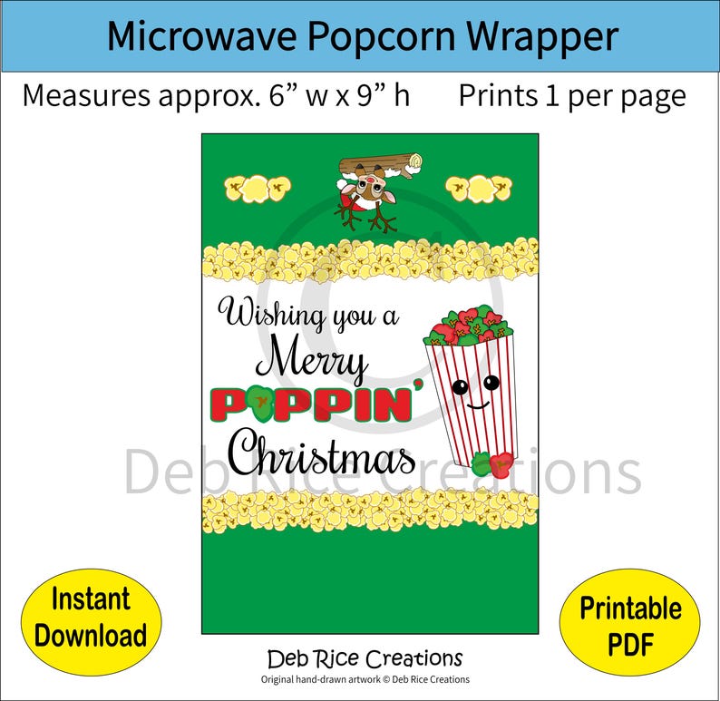 Merry Poppin' Christmas Microwave Popcorn Wrapper - Stocking Stuffers ...