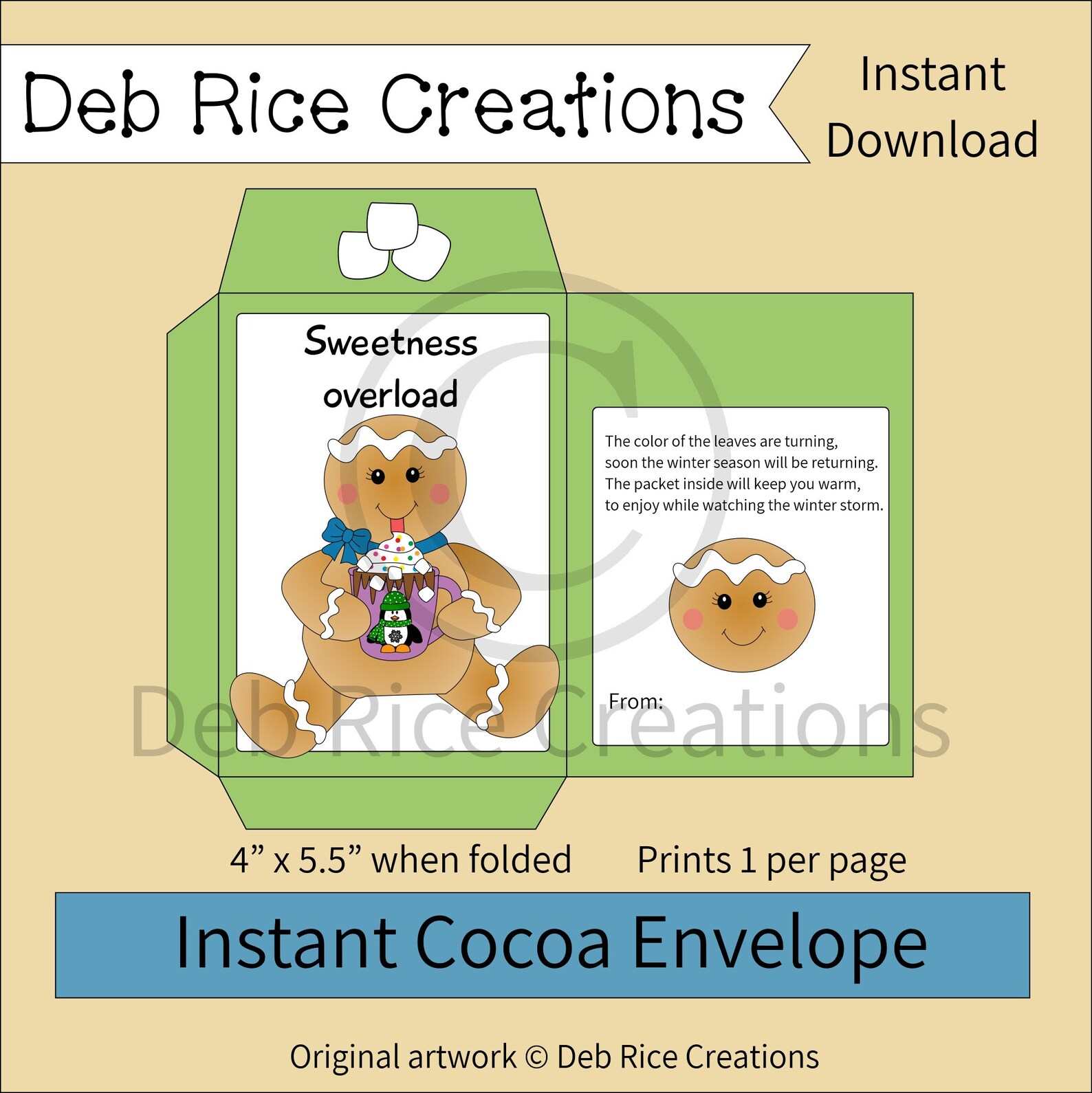 Sweetness Overload Hot Cocoa Envelope Printable Hot Chocolate Envelope ...