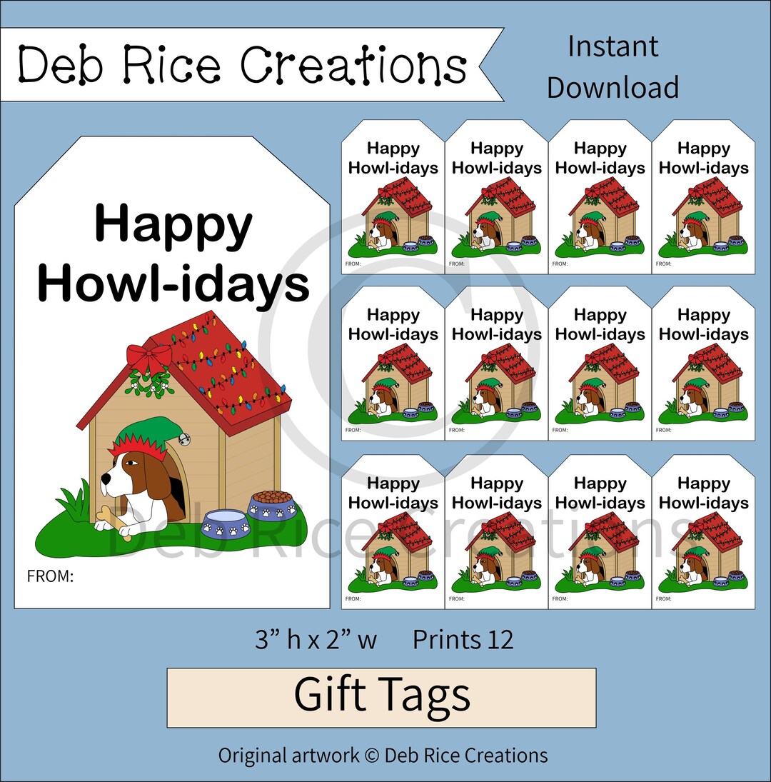 Happy Howlidays Gift Tags Printable Treat Gift Tags, Christmas Tags ...