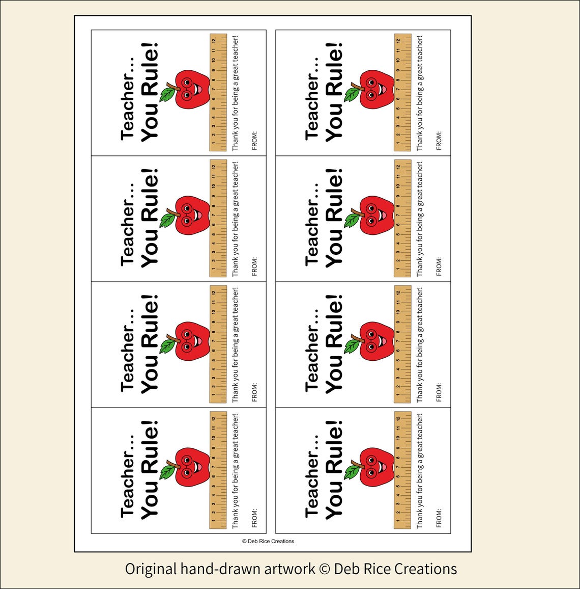 Teacher...you Rule Printable Gift Tags Teacher Appreciation Gifts - Etsy