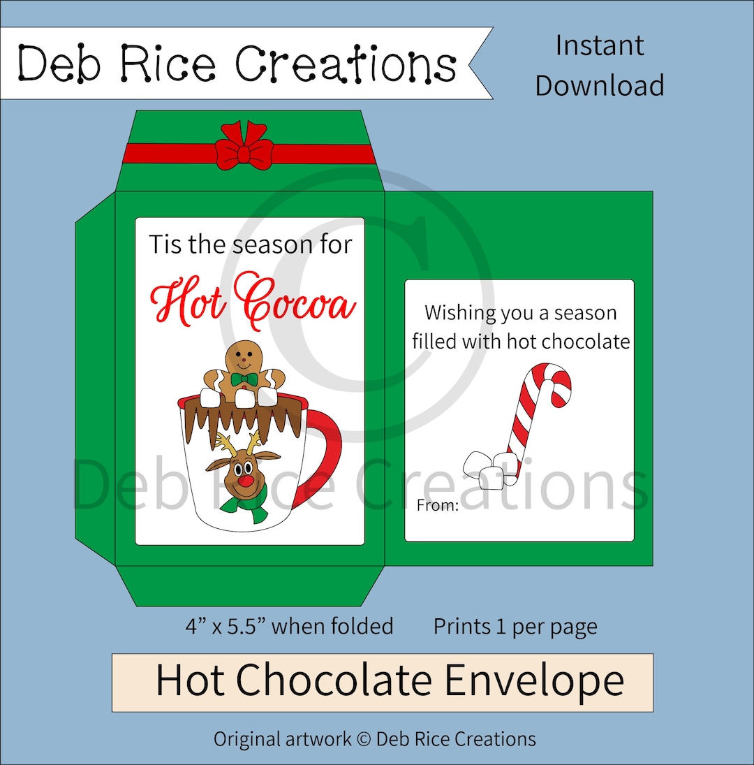 Tis the Season for Hot Cocoa Envelope Printable Hot Chocolate Envelope ...