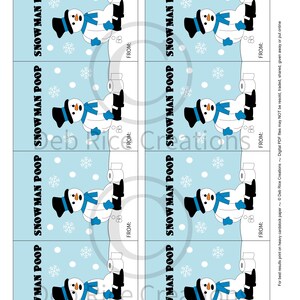 Snowman Poop Printable Gift Tags Great for Gag Gifts, Mini Marshmallow ...